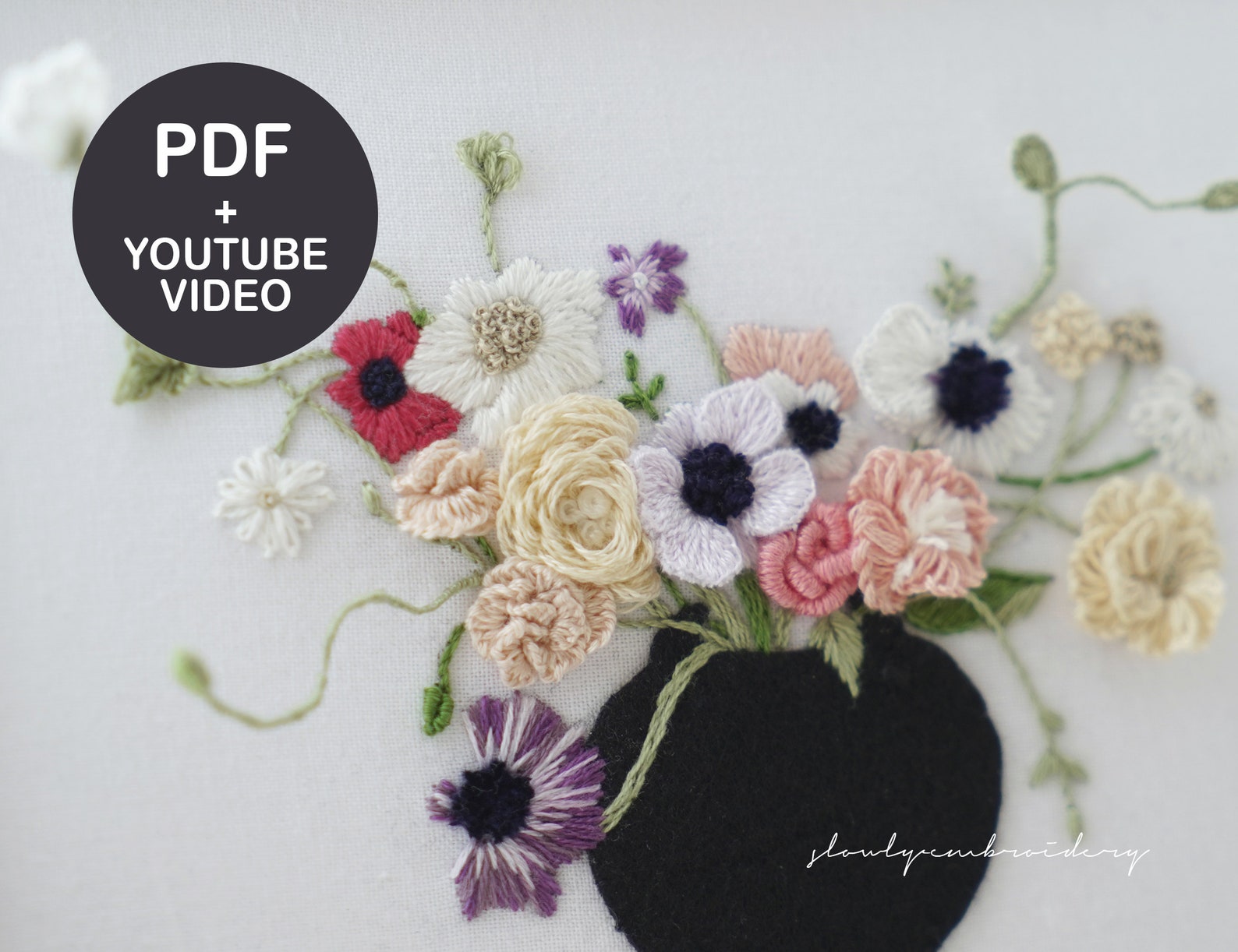 Embroidery Pattern, Hand Embroidery PDF, 3D Hand Embroidery Video ...