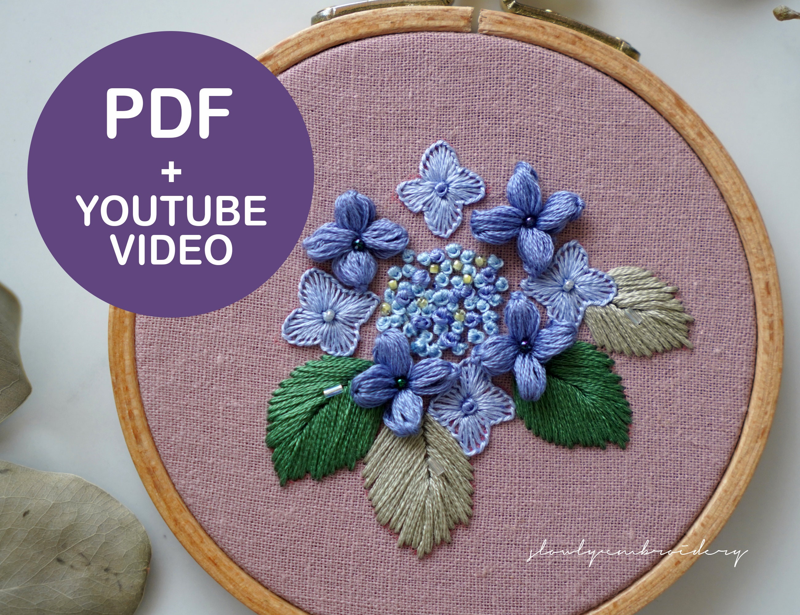 Mountain hydrangea Flower Embroidery Pattern PDF Pattern | Etsy