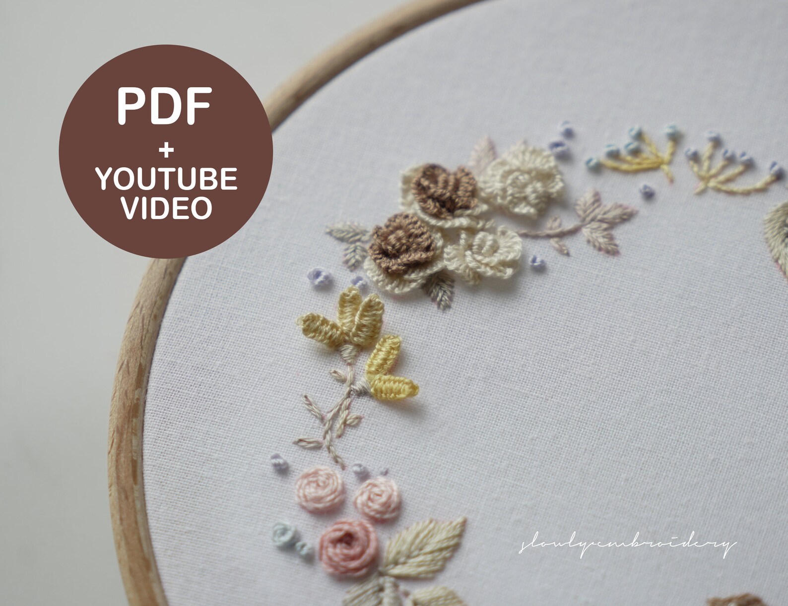 Embroidery Pattern PDF Pattern Flower Hand Embroidery Video - Etsy