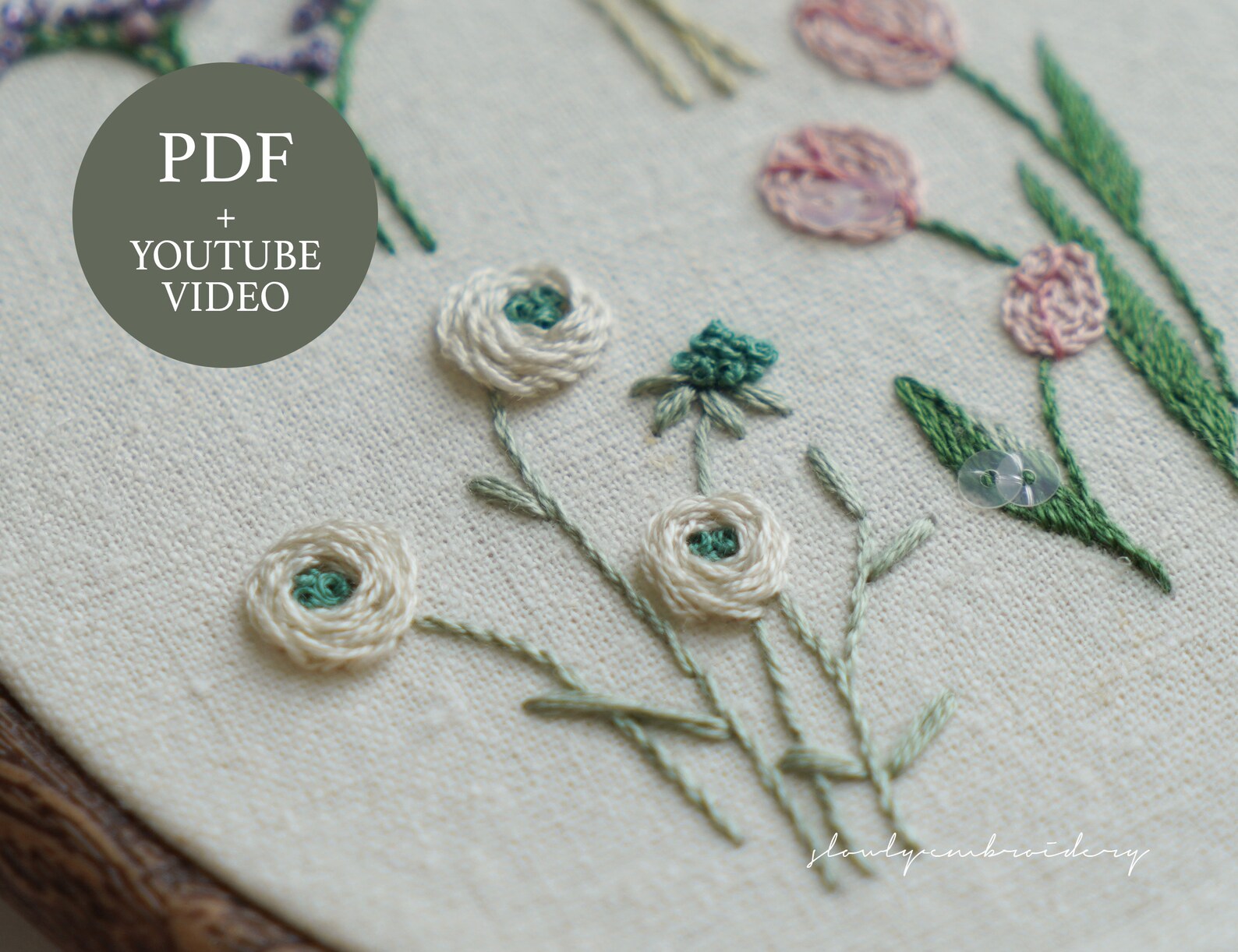 Floral Embroidery Pattern PDF, 4 Flower Designs With Video Tutorial for ...