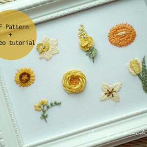 Yellow Flower Embroidery Pattern, Floral Embroidery, PDF Pattern, Video ...