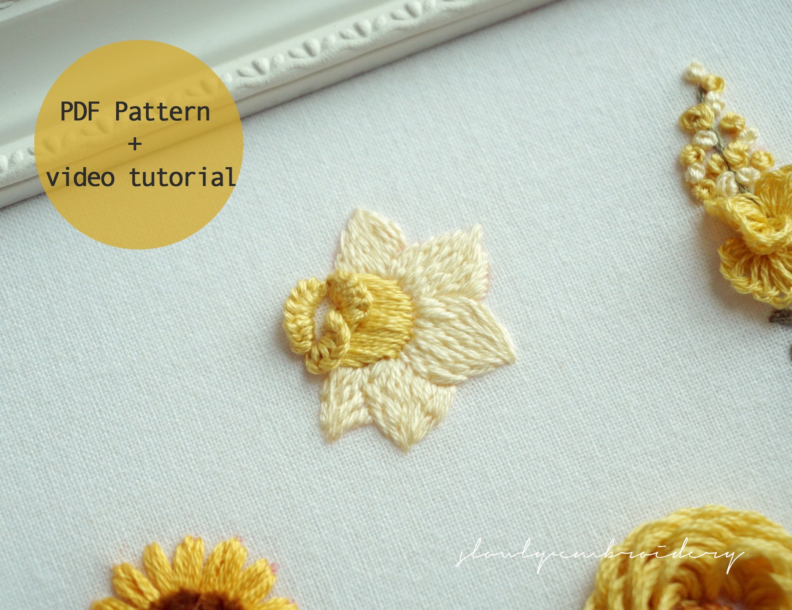 Yellow Flower Embroidery Pattern Floral Embroidery PDF - Etsy