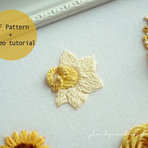 Yellow Flower Embroidery Pattern, Floral Embroidery, PDF Pattern, Video ...