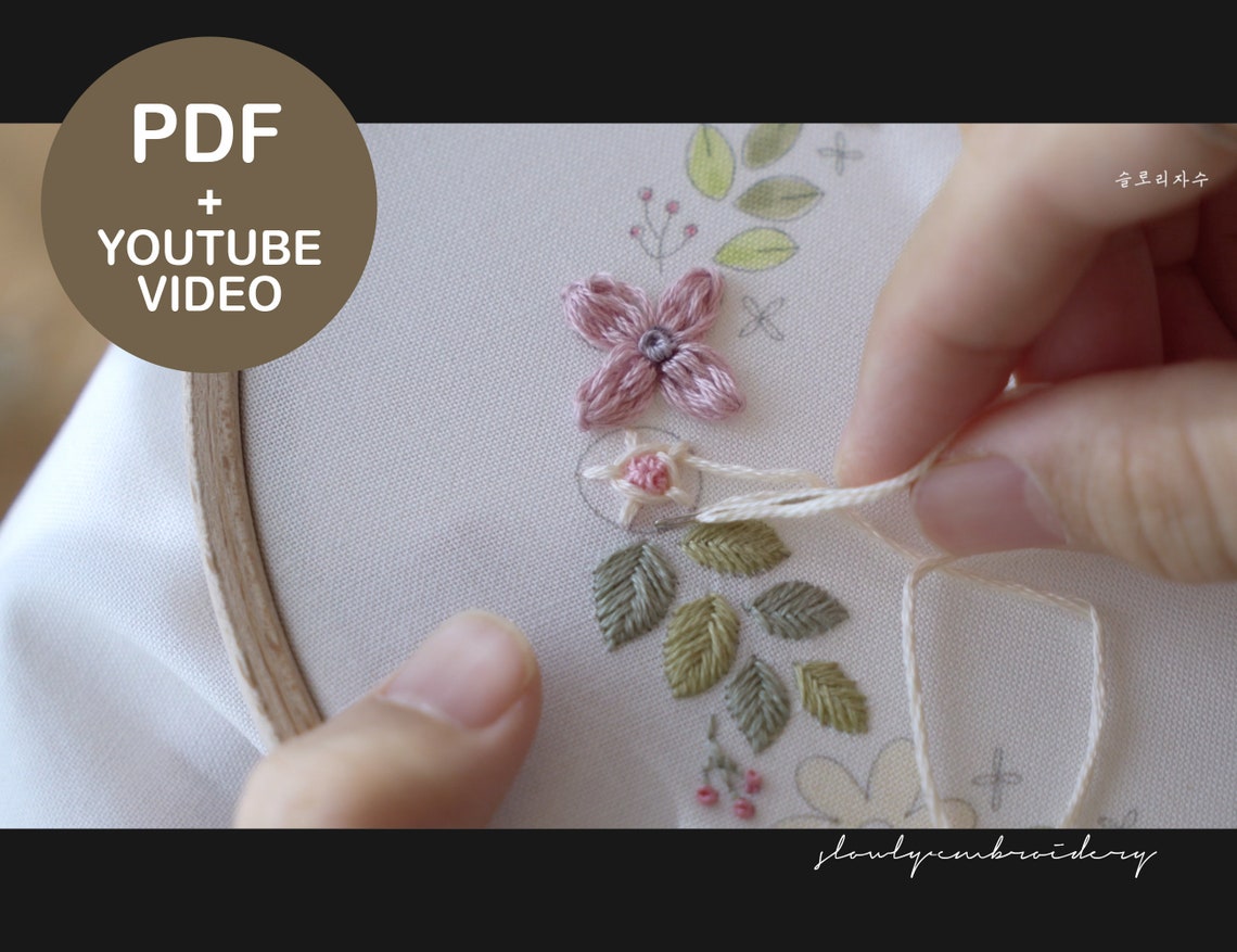 Embroidery Pattern Video Tutorial PDF Pattern Flower Hand - Etsy