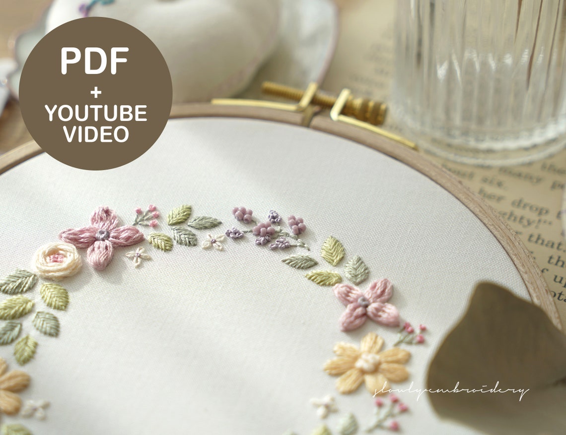 Embroidery Pattern Video Tutorial PDF Pattern Flower Hand - Etsy