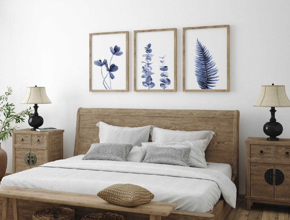 Navy Blue Clover Eucalyptus and Fern Poster/prints Set of 3 - Etsy