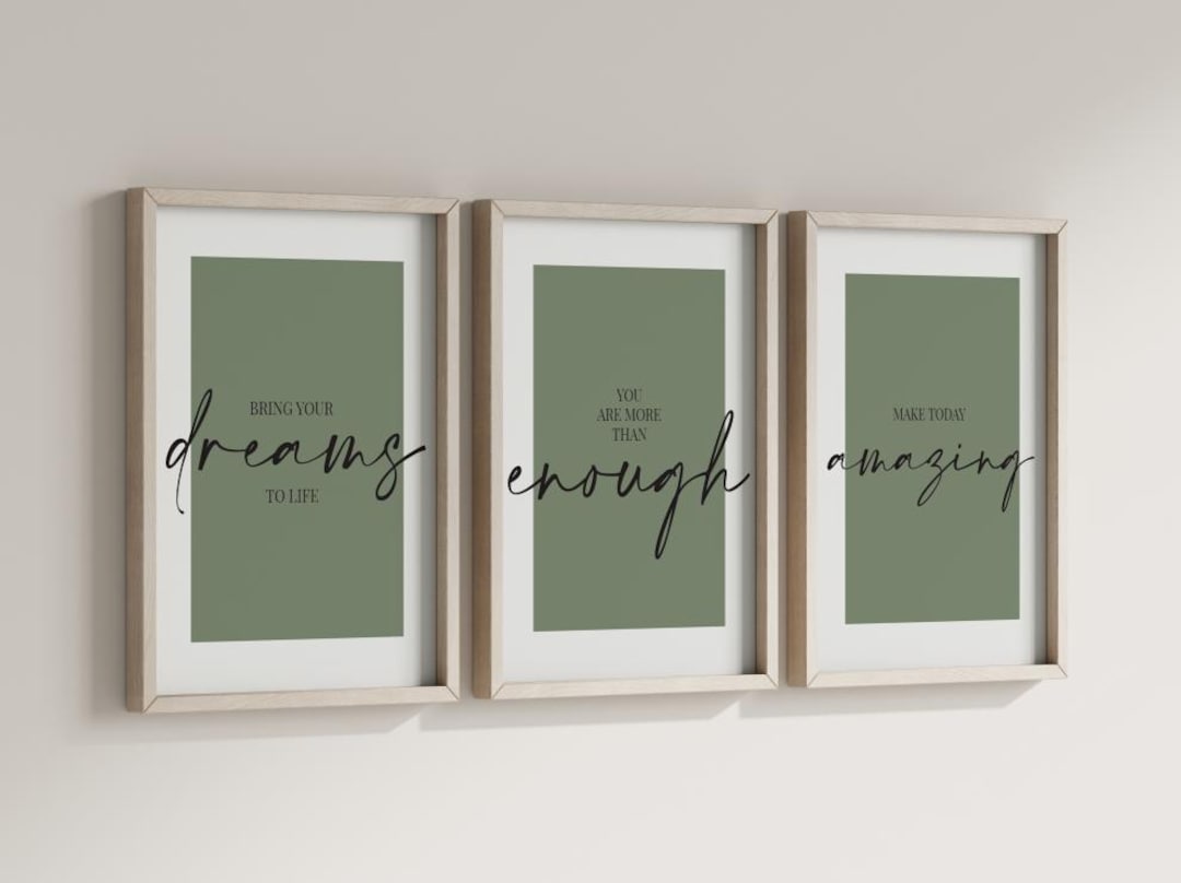 Sage Green Modern Set of 3 Quote Prints, Green Quote Prints, Posters ...