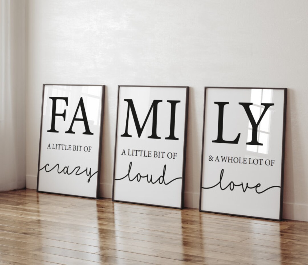 Family Print Set, Wall Art, Navy Wall Prints, Quote Print Family Wall Art, Family Gifts, New ...