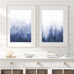 Navy Abstract Wall Art Prints Set of 2 Navy Wall Art - Etsy UK