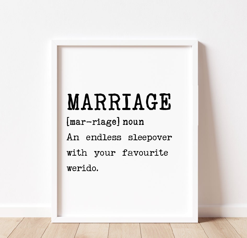Funny Marriage Definition Quote Print Husband Wall Art - Etsy UK