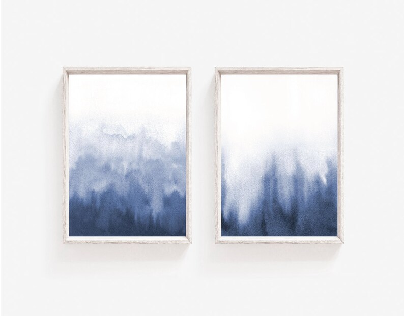 Navy Abstract Wall Art Prints Set of 2 Navy Wall Art - Etsy UK