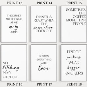 Fun Kitchen Quotation Prints, A3 Prints, Quote Prints, Multiple Designs ...