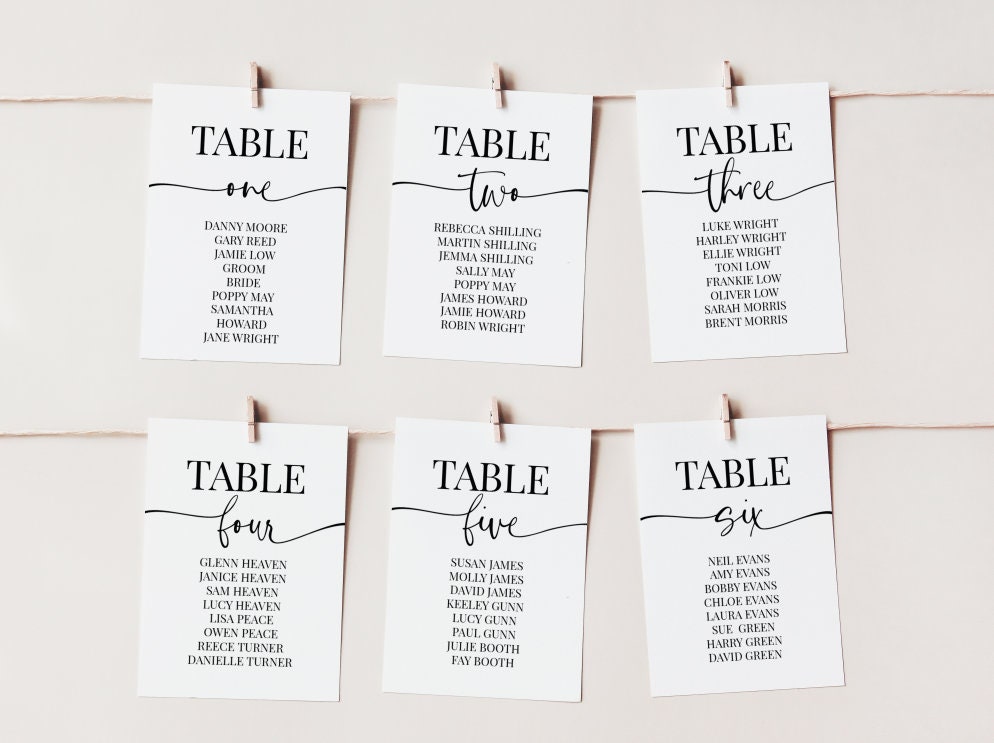 Wedding Seating Plan, Rustic Table Cards, Guest List - Etsy UK