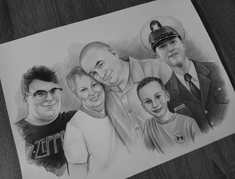 Family Portrait Hand Drawn Family Portrait Family Gift - Etsy