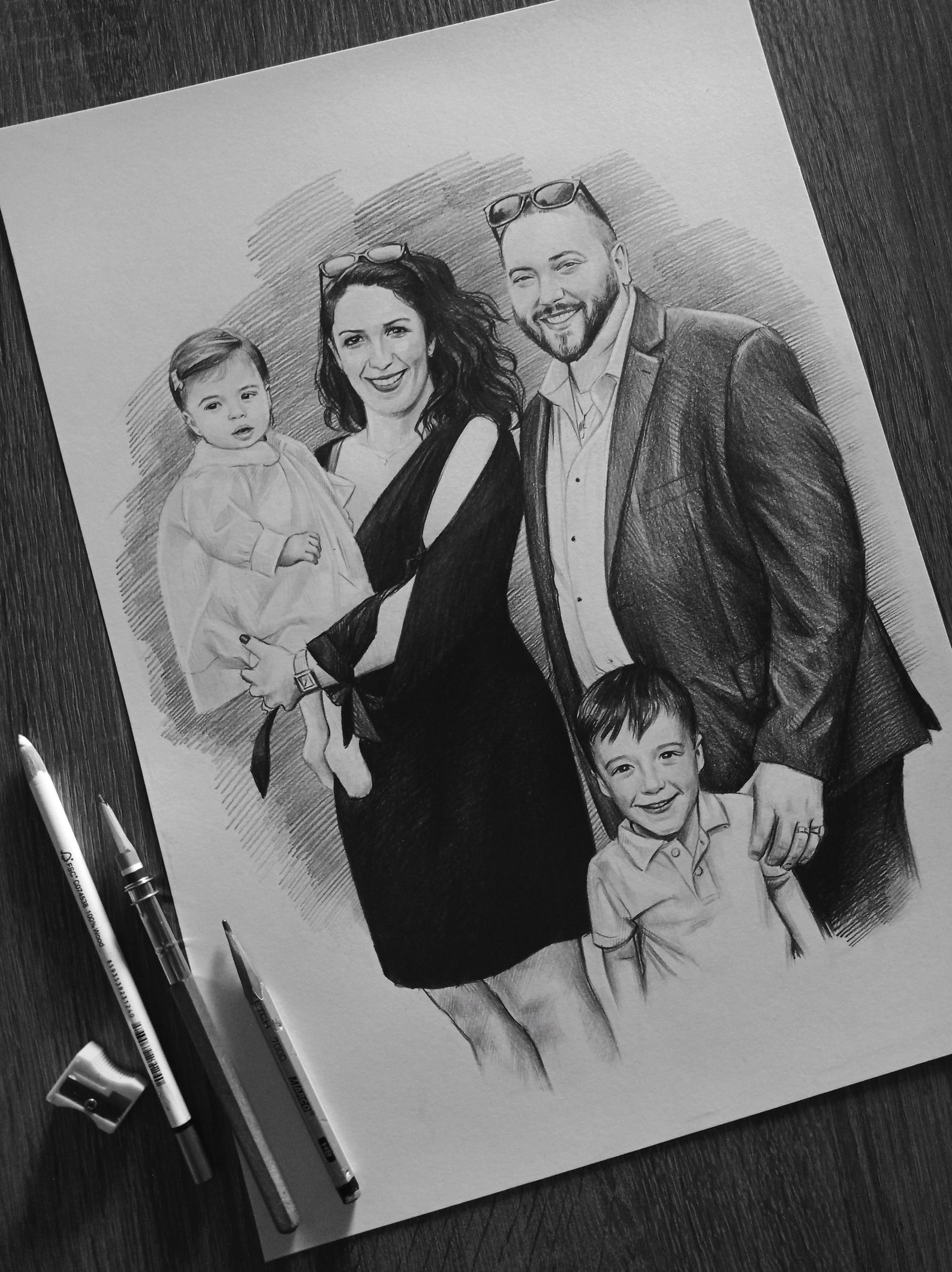 Family Portrait Hand Drawn Family Portrait Family Gift - Etsy