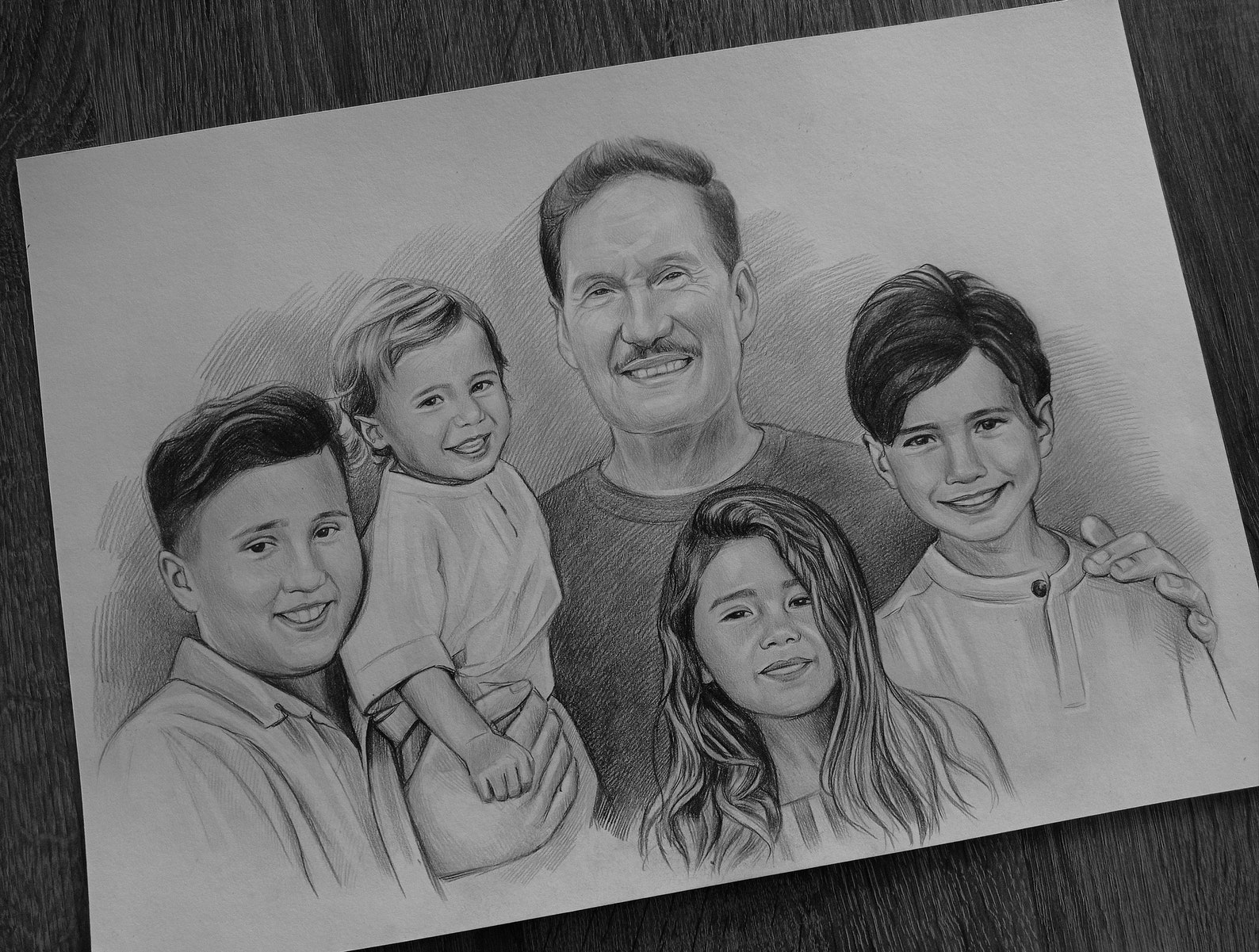 Family Portrait Hand Drawn Family Portrait Family Gift - Etsy