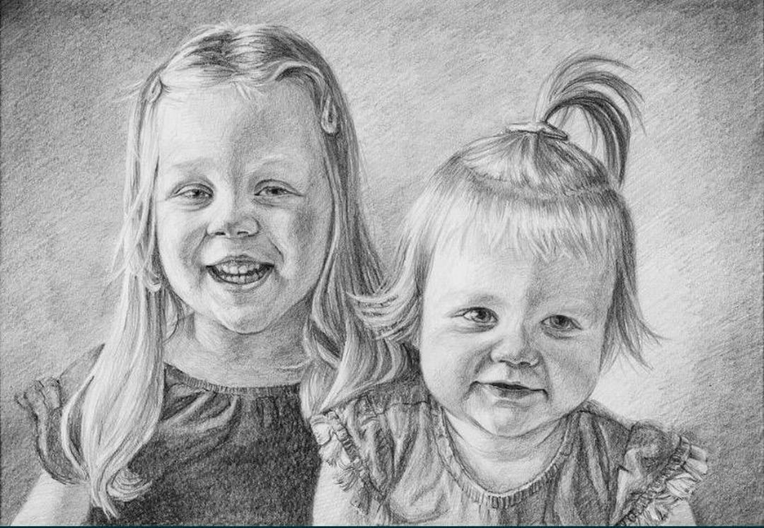 Hand Drawn Pencil Portrait From Photo, Custom Family Gift - Etsy
