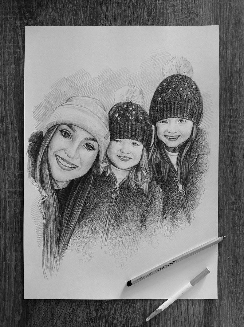 Pencil Drawing Custom Drawing Pencil Portrait From Photo - Etsy