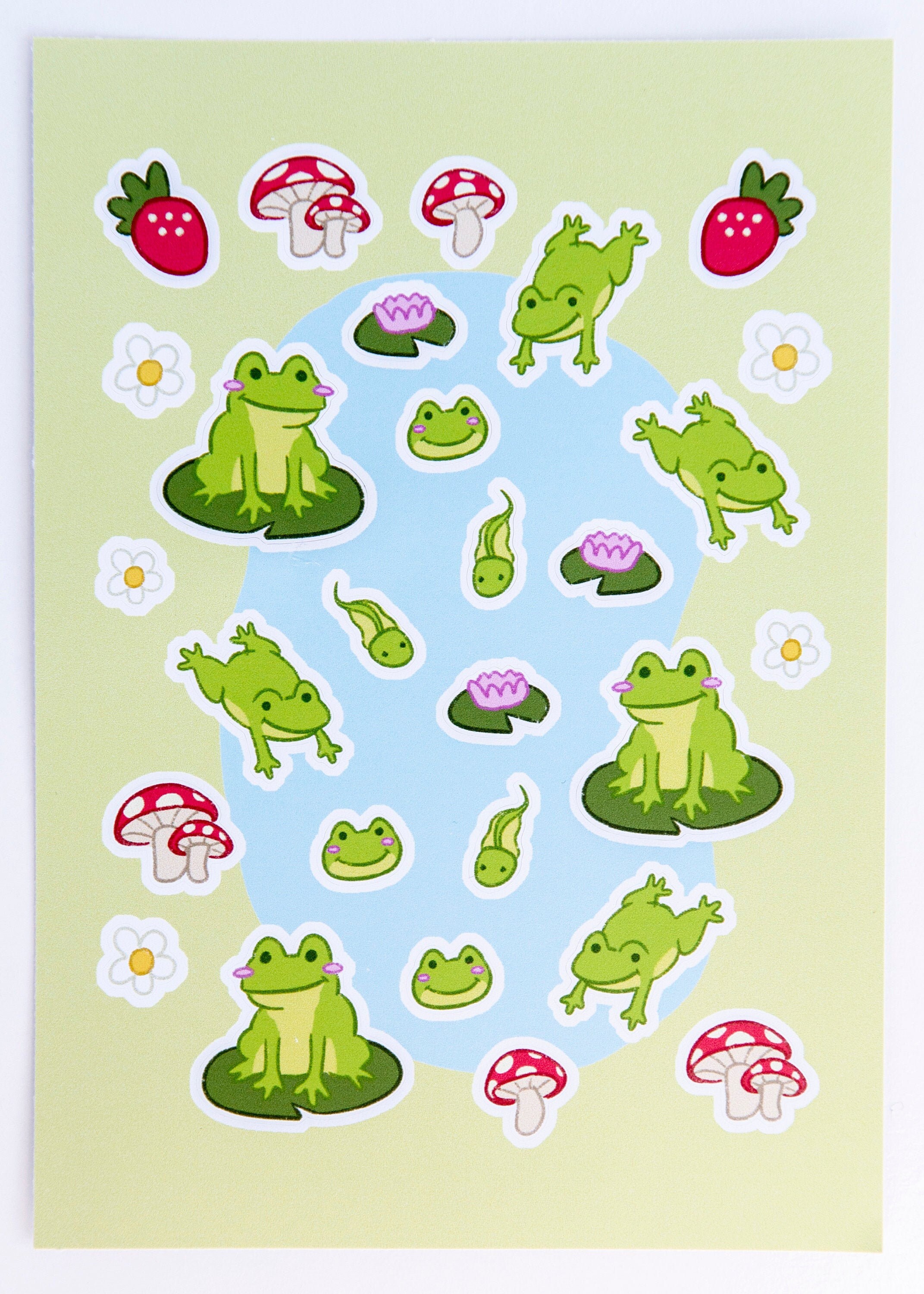 Frog Sticker Sheet Cute Frog Stickers Vinyl Frog Stickers Etsy Sweden