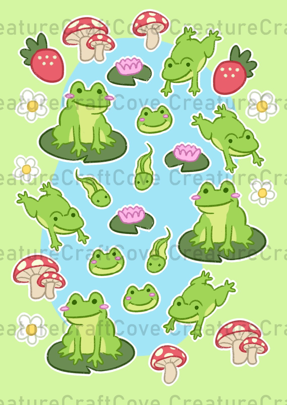 Frog Sticker Sheet Cute Frog Stickers Vinyl Frog Stickers - Etsy Sweden