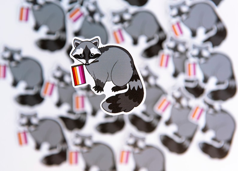Lesbian Pride Raccoon Sticker LGBT Pride Pride Flag - Etsy