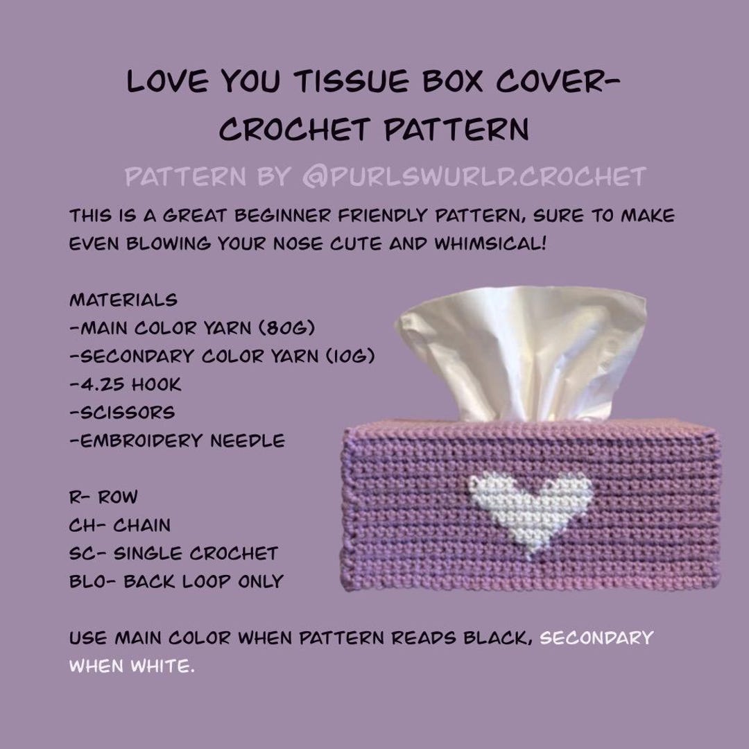 PATTERN ONLY** Love You Tissue Box Cover-crochet Pattern - Etsy UK