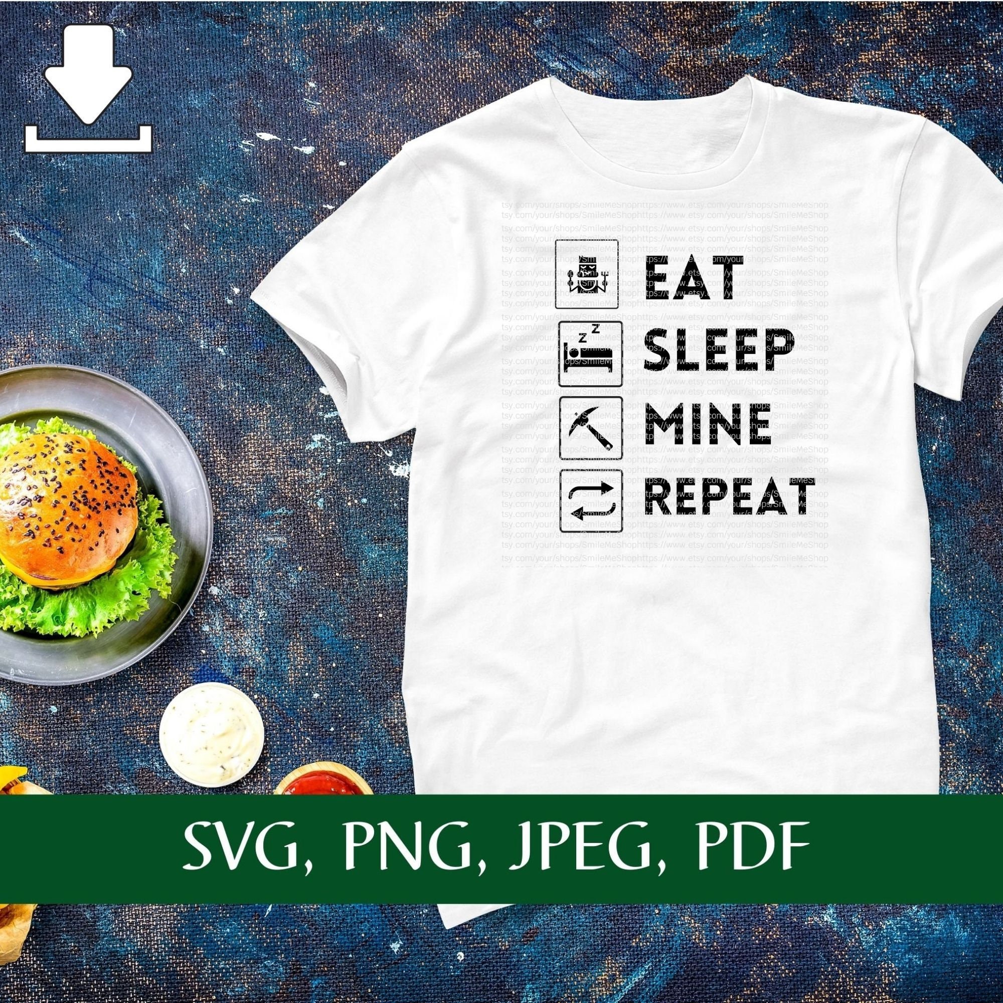 Eat Sleep Mine Repeat SVG | Eat Sleep Mine Repeat Quote, Minecraft SVG ...