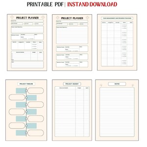 Project Planner Printable Template, Project Planning A4, Project ...