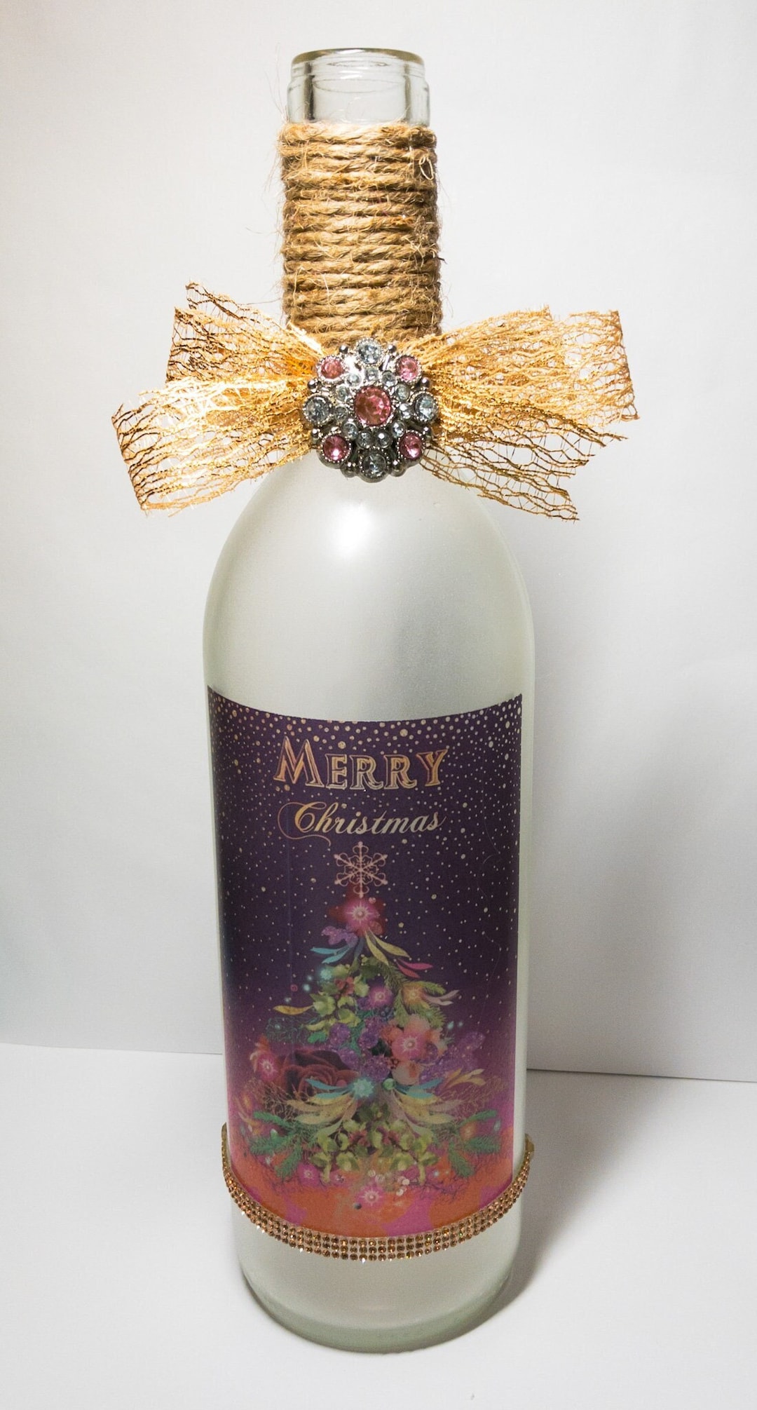 Lighted Wine Bottle Merry Christmas - Etsy