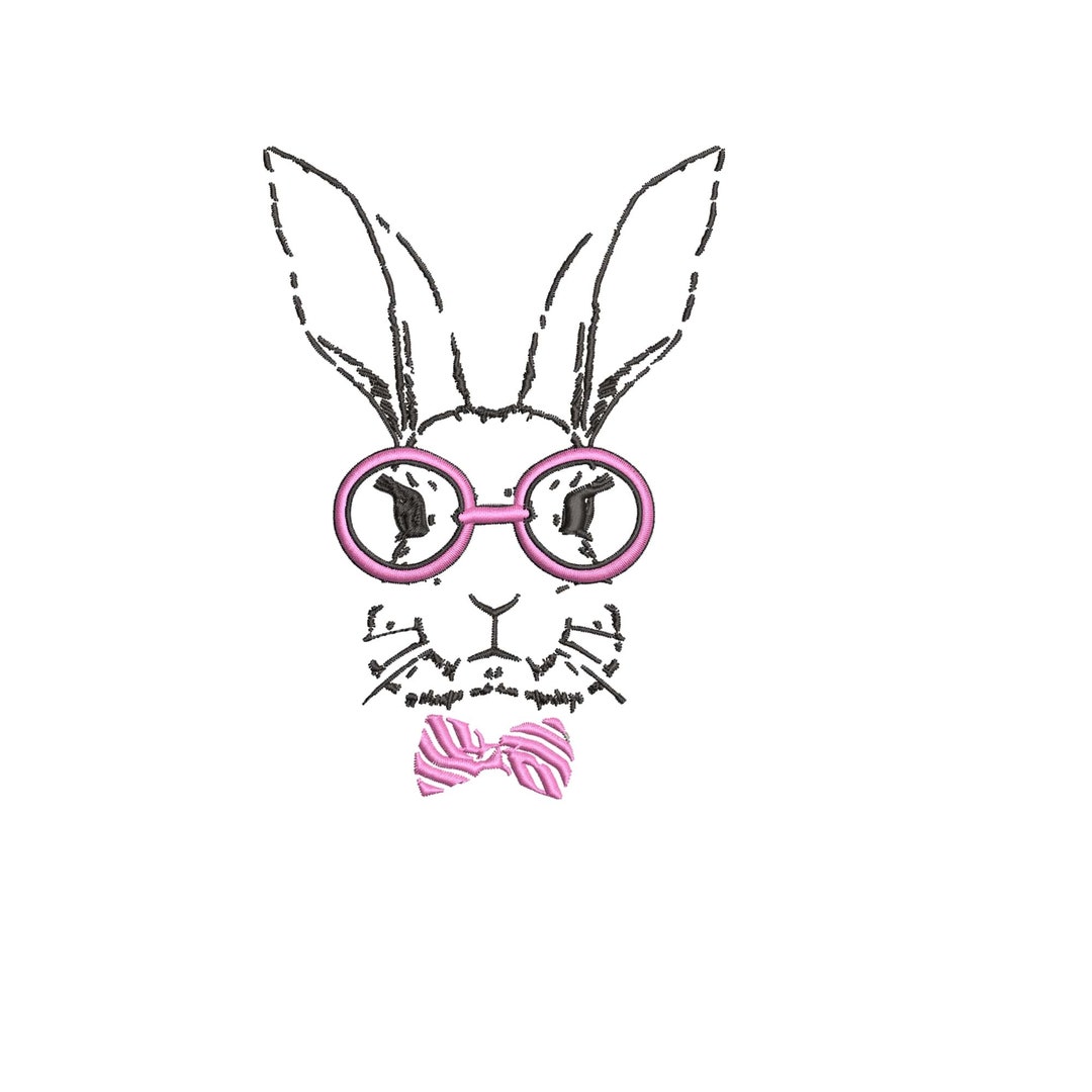 Bunny With Glasses Embroidery Design / 1 Sizes/ Instant - Etsy
