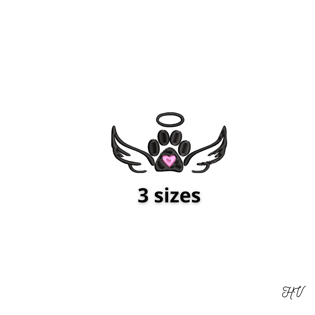 Angel Wings Dog Paw Embroidery Design, Cute Animal Embroider Design ...