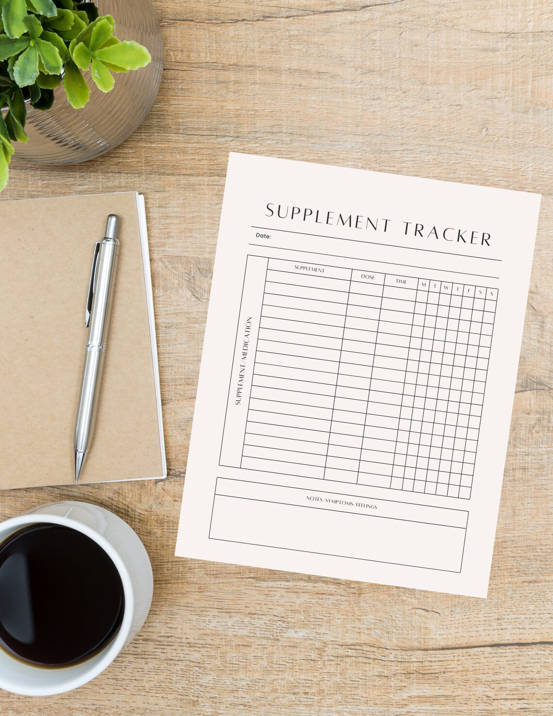 Supplement Tracker, Printable Planner, Digital Printable, Simple ...