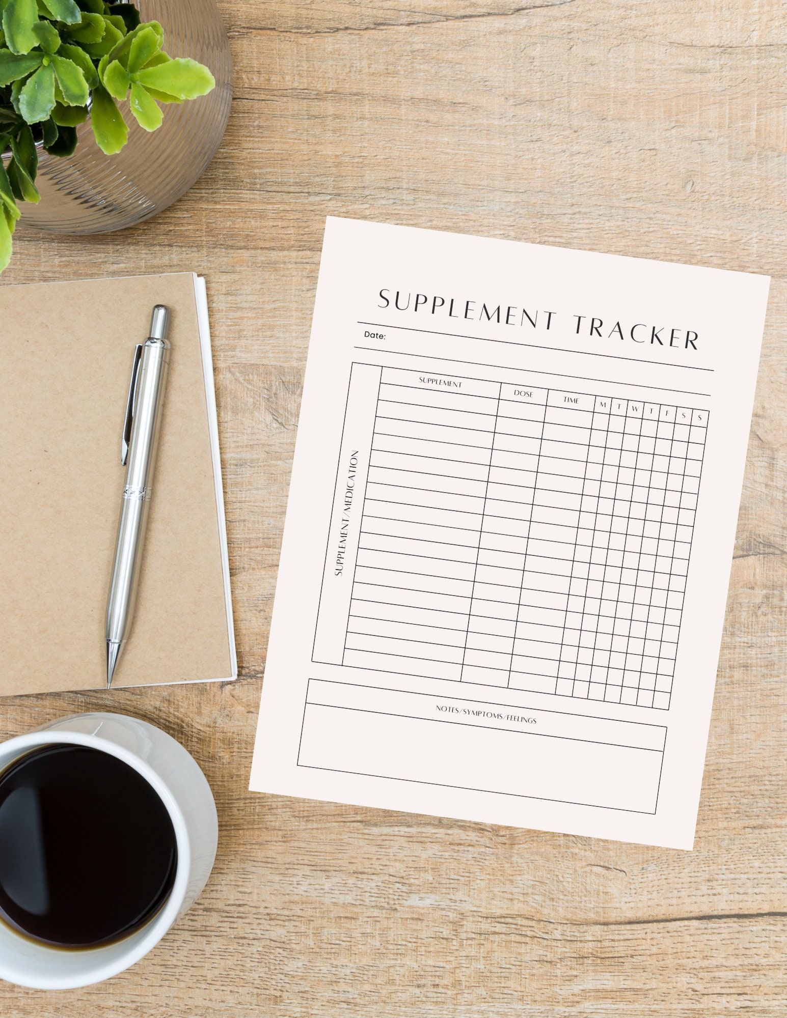 Supplement Tracker, Printable Planner, Digital Printable, Simple ...