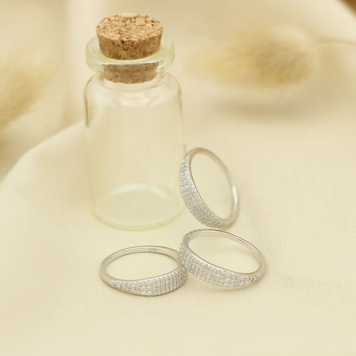 Pave Diamond Slim Signet Ring for Her Simple Wedding Ring Engagement ...