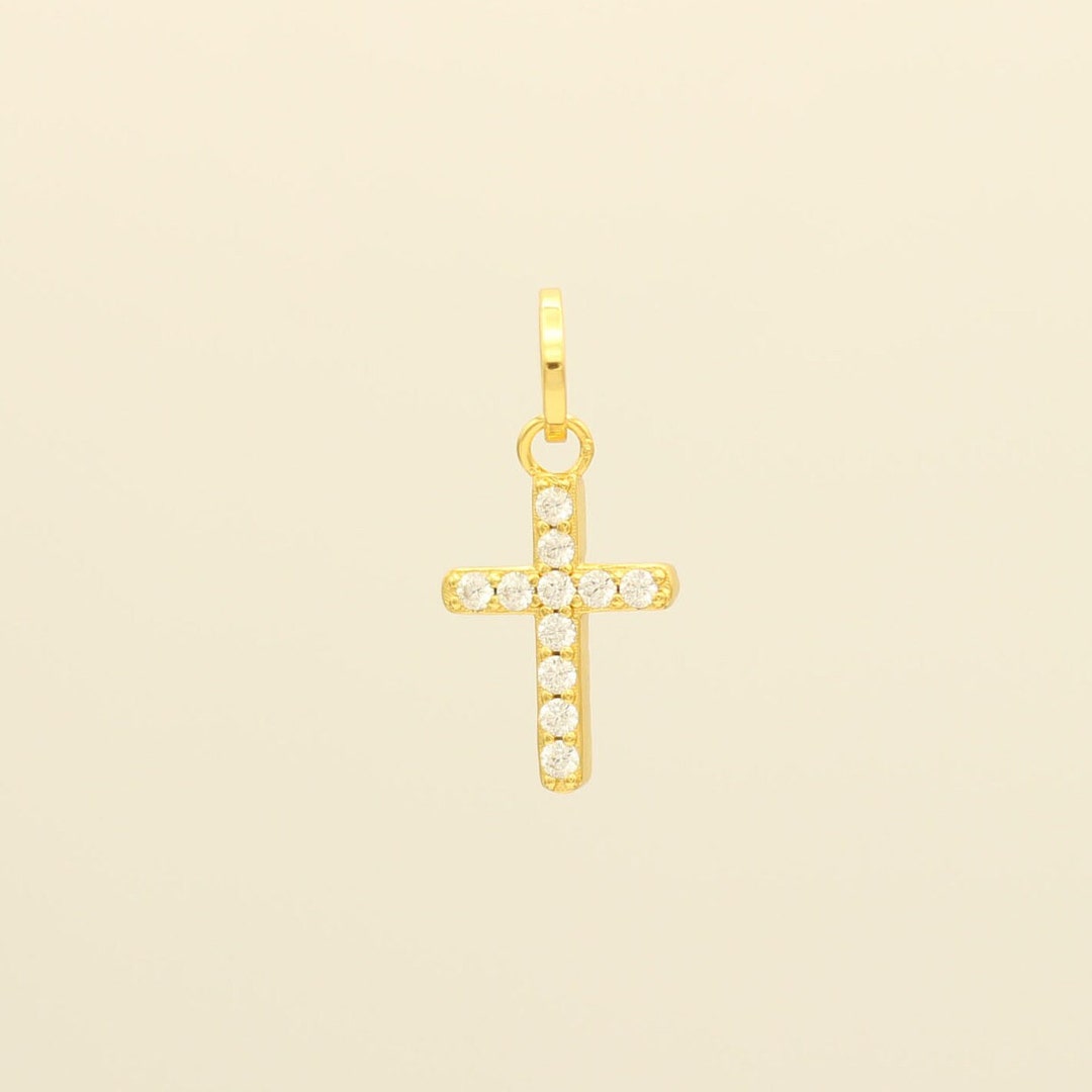 Reversible Pave Cross Pendant for Her 18K Gold Cross Pendant for ...