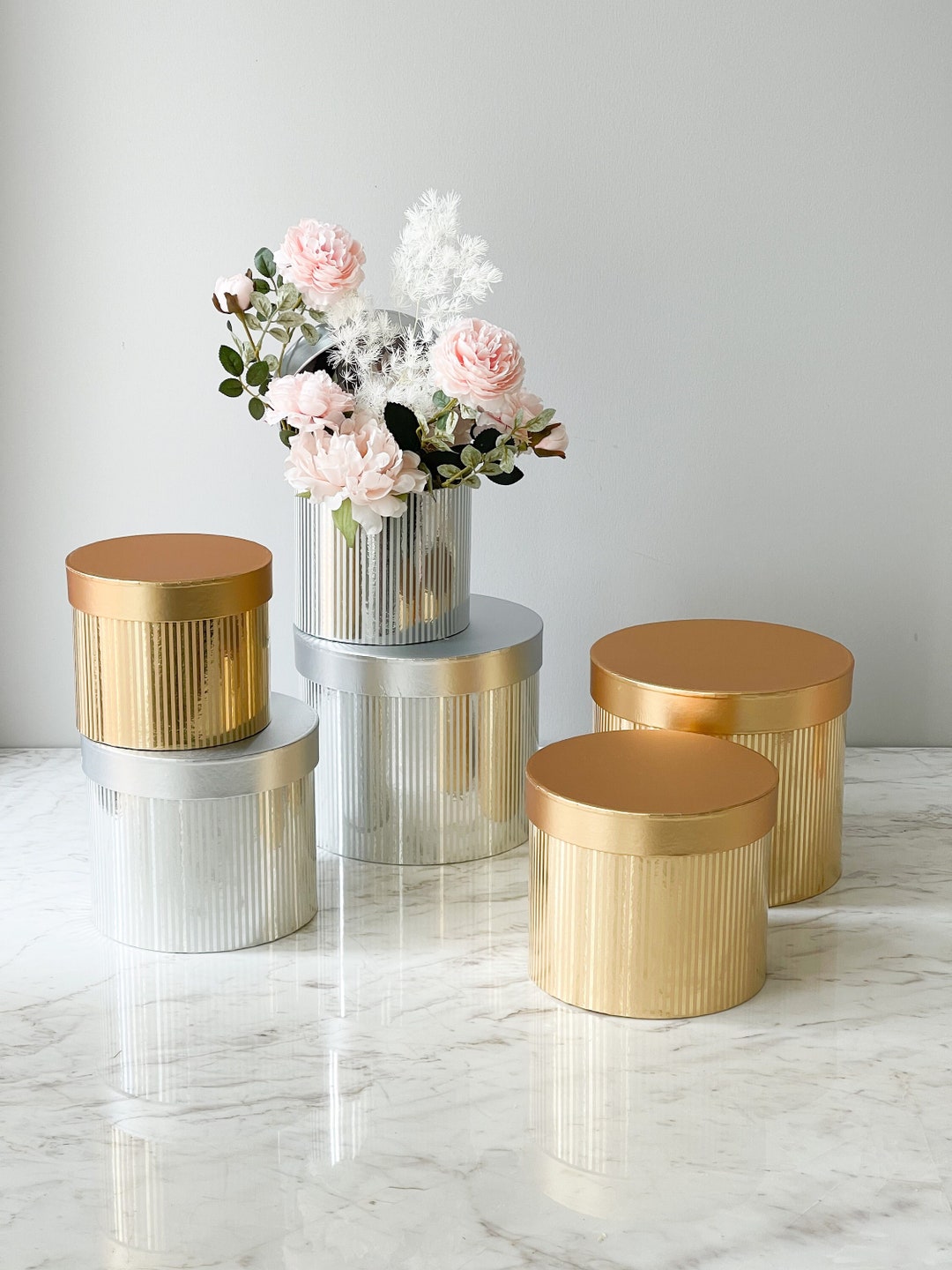 Gold Box, Silver Box, Gift Box, Flower Box, Christmas Gift, Round Gift ...