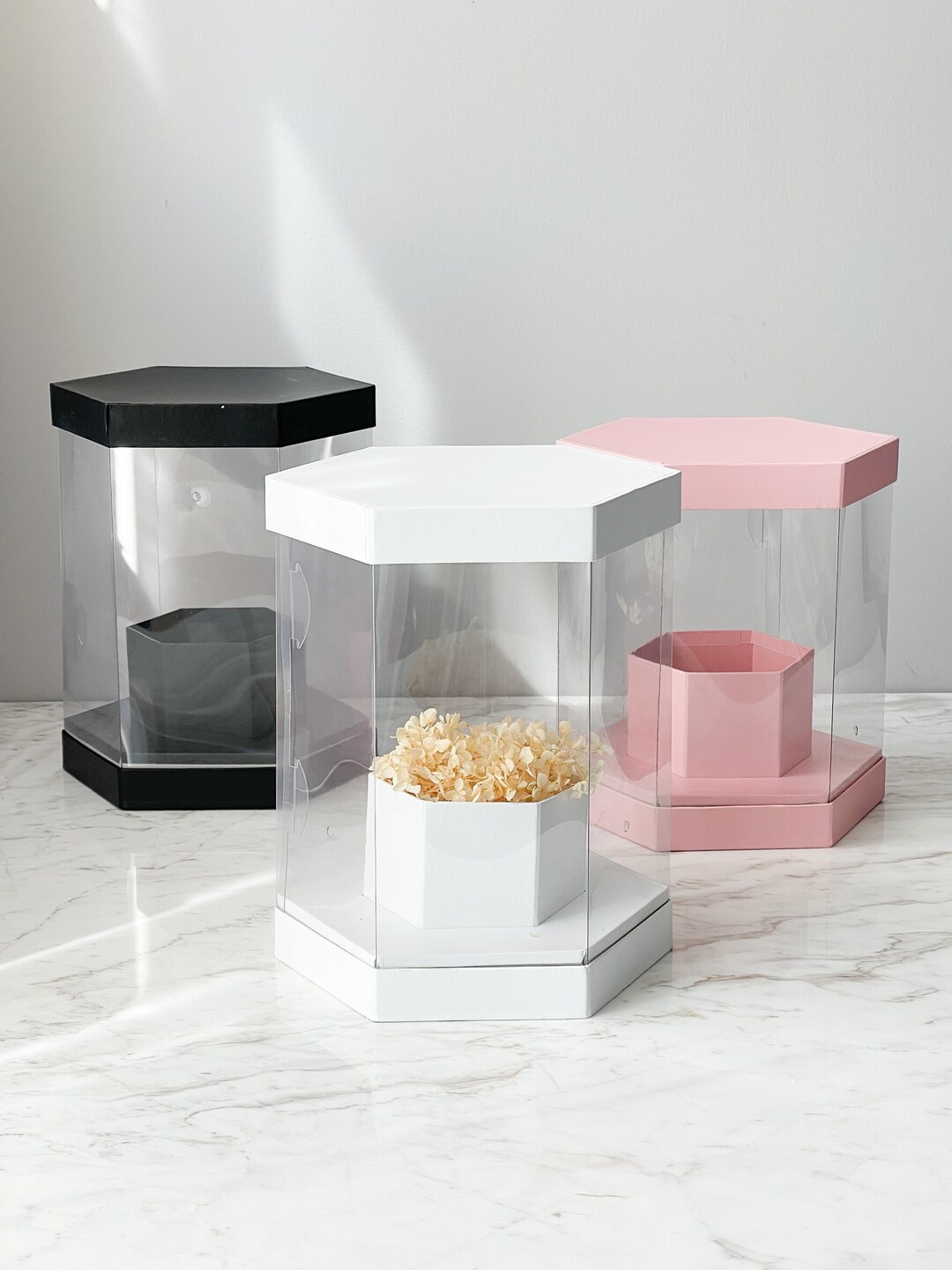 Hexagon Clear Flower Box, Hexagon Gift Box, Acrylic Flower Box, Hat Box ...