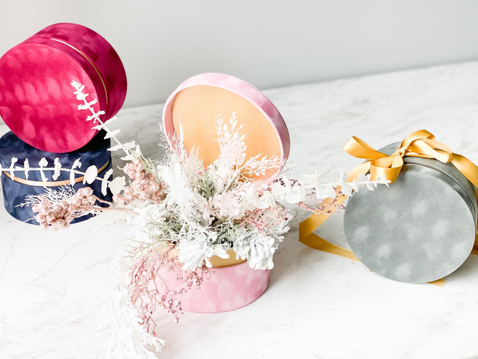 Round Velvet Box Gift Box Velvet Box Textured Velvet Hat | Etsy