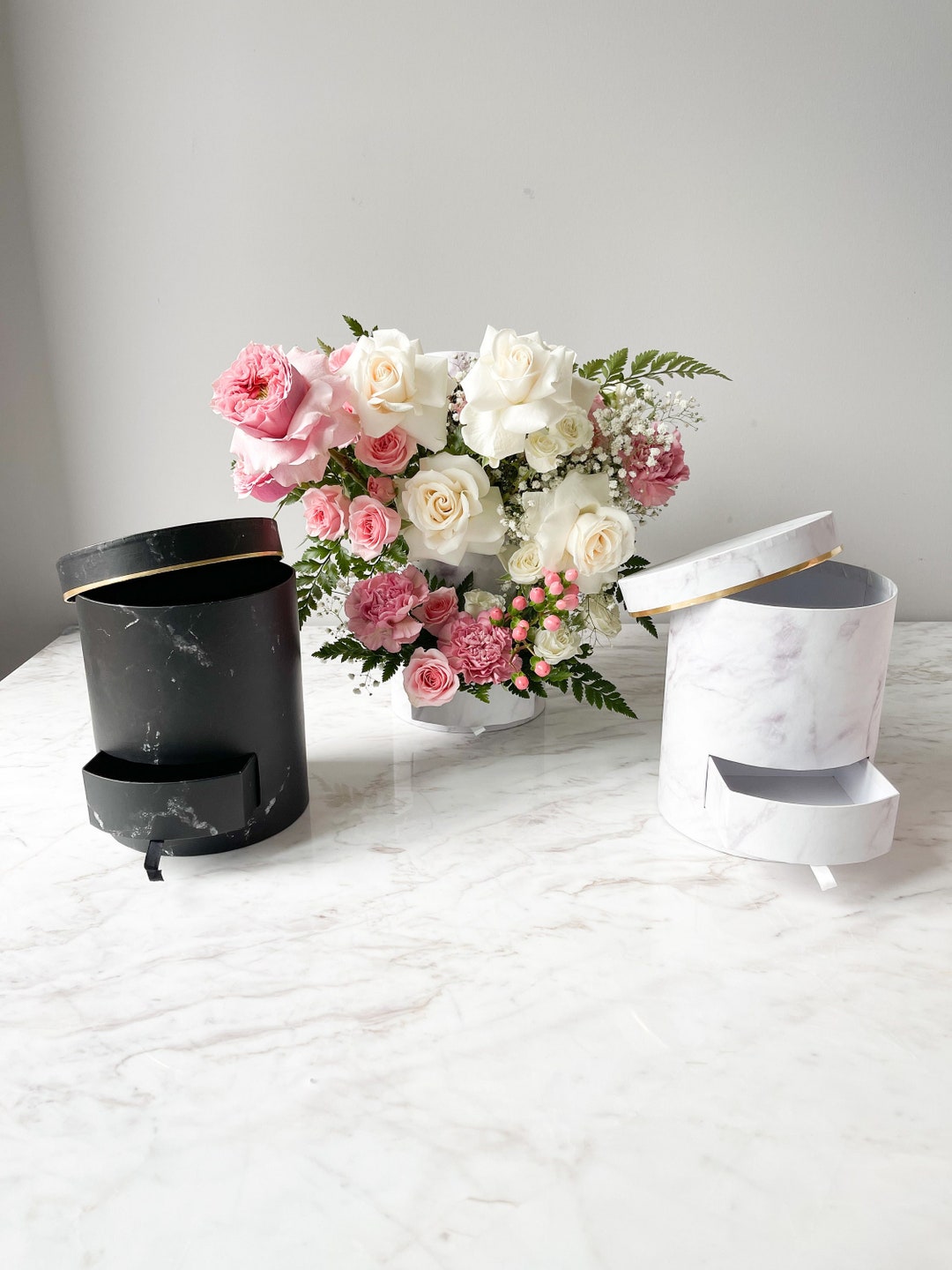 Marble Boxes With A Drawer, Marble Boxes, Gift Box, Flower Box, Round ...