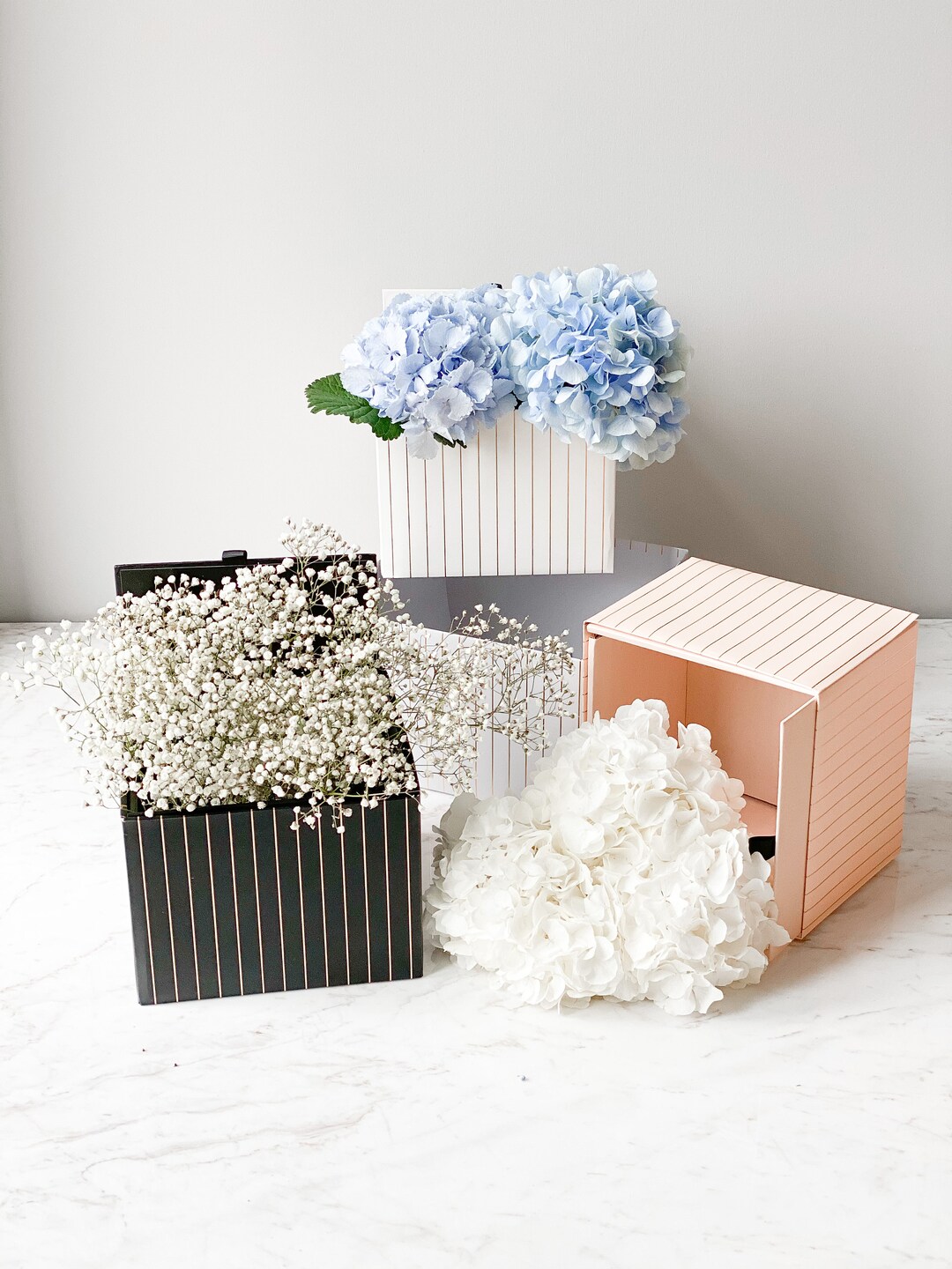 Striped Gift Box, Flower Box, Square Box, Mother's Day, Gift Box ...