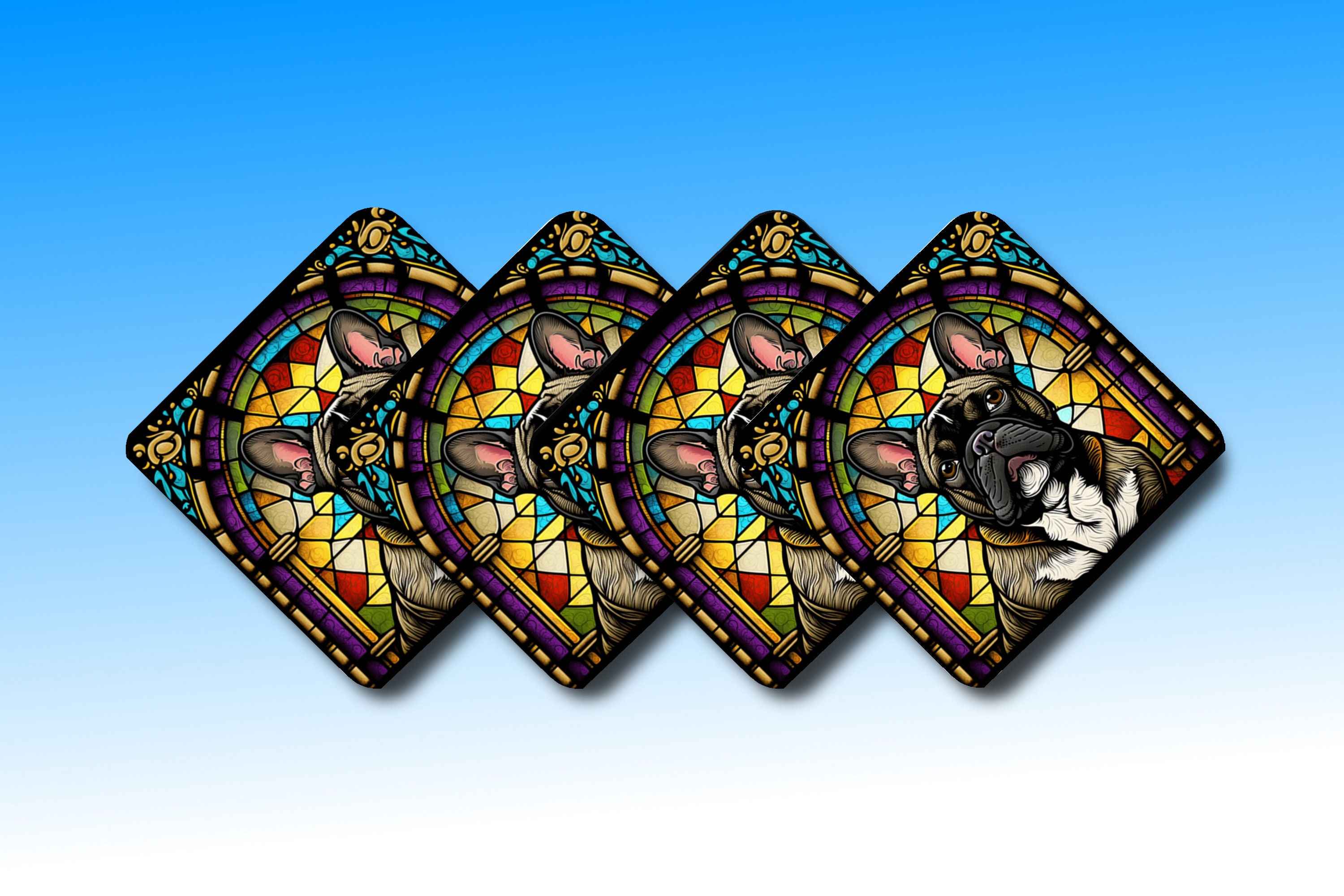 French Bulldog Dog Stained Glass Pattern Sublimation Designs, Printable ...