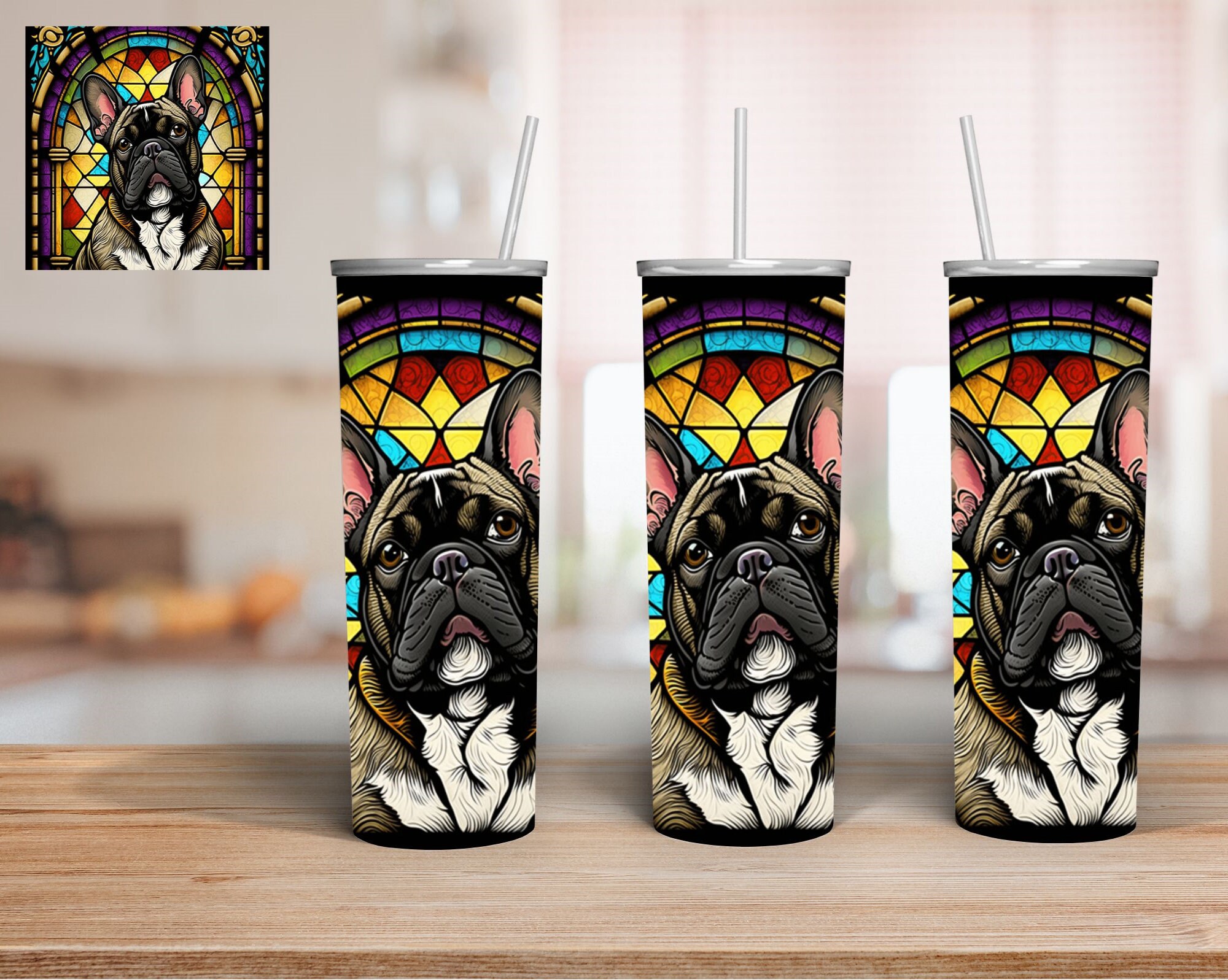 French Bulldog Dog Stained Glass Pattern Sublimation Designs, Printable ...