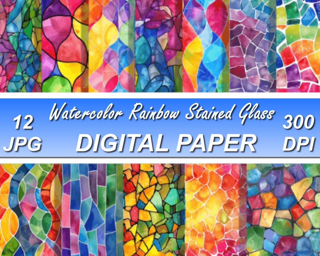 Rainbow Stained Glass Pattern: 12in Digital Paper (digital Download) - Etsy