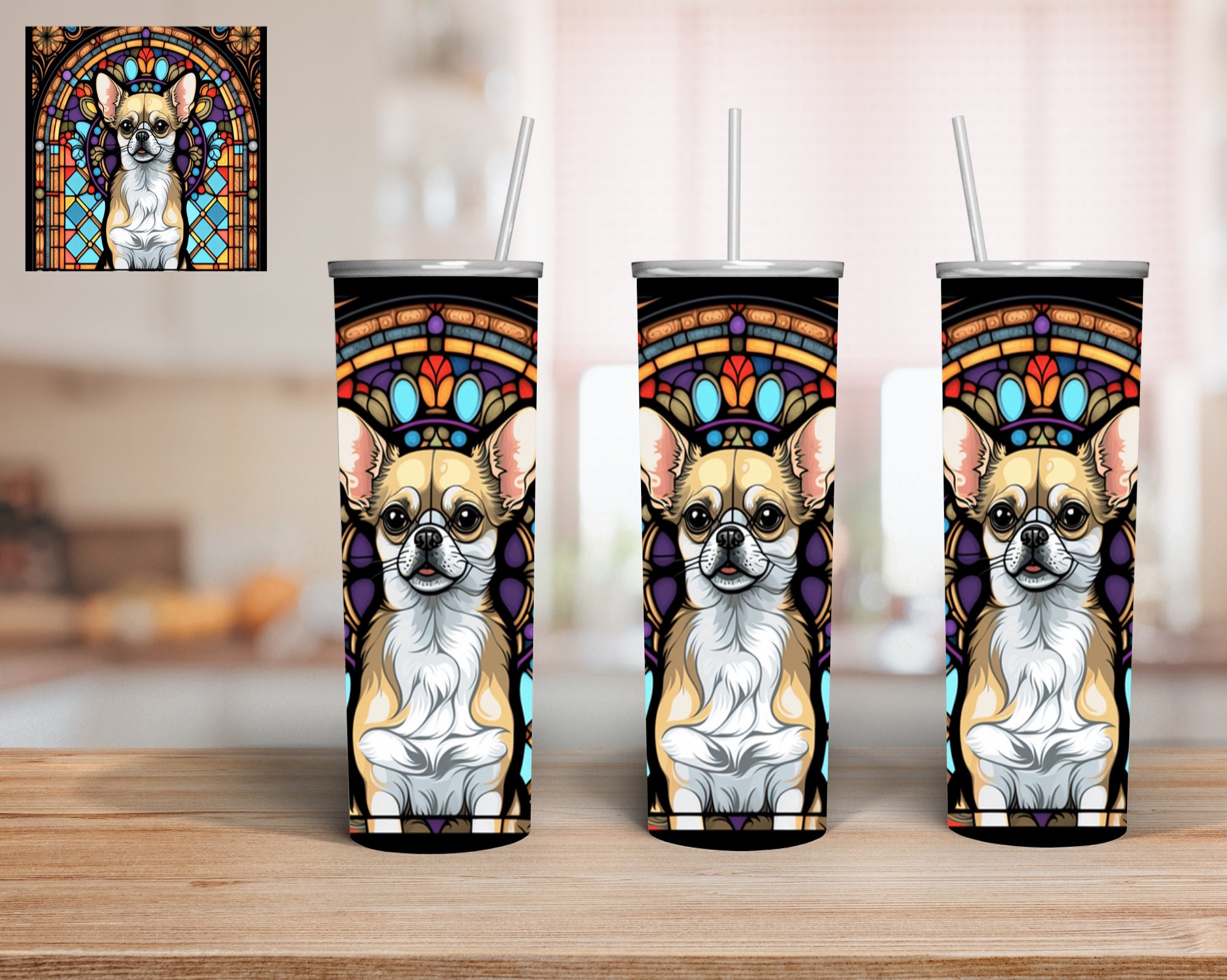 Chihuahua Dog Stained Glass Pattern Sublimation Designs, Printable Dogs ...