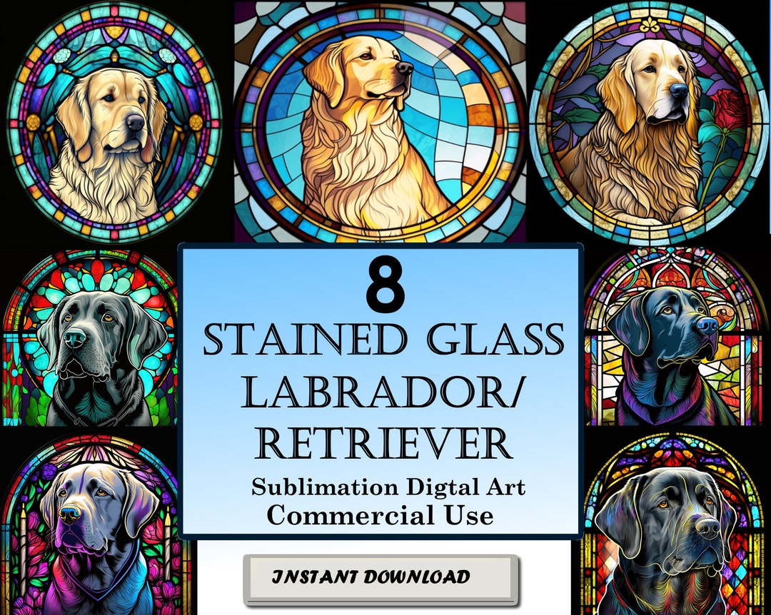 8 Labrador Retriever Stained Glass Designs: Dog Clip Art (digital ...