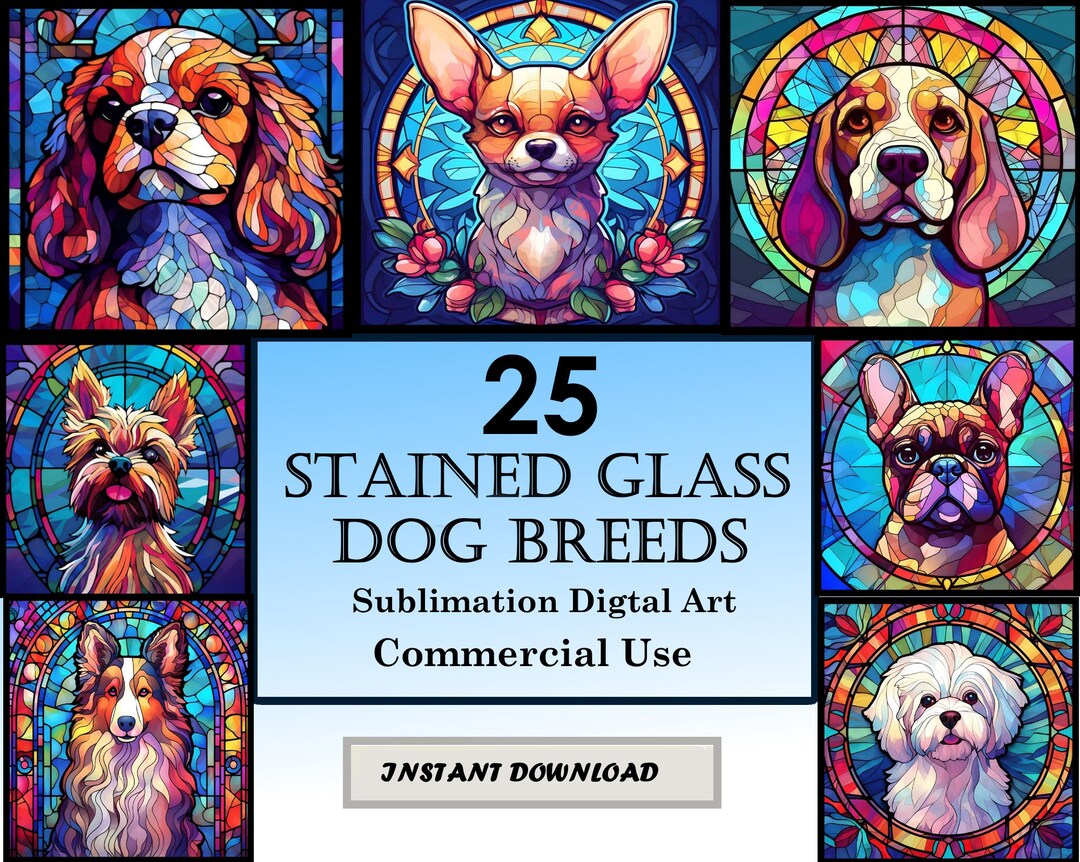 Stained Glass Dog Breeds Pattern: 25 Designs (digital Download) - Etsy