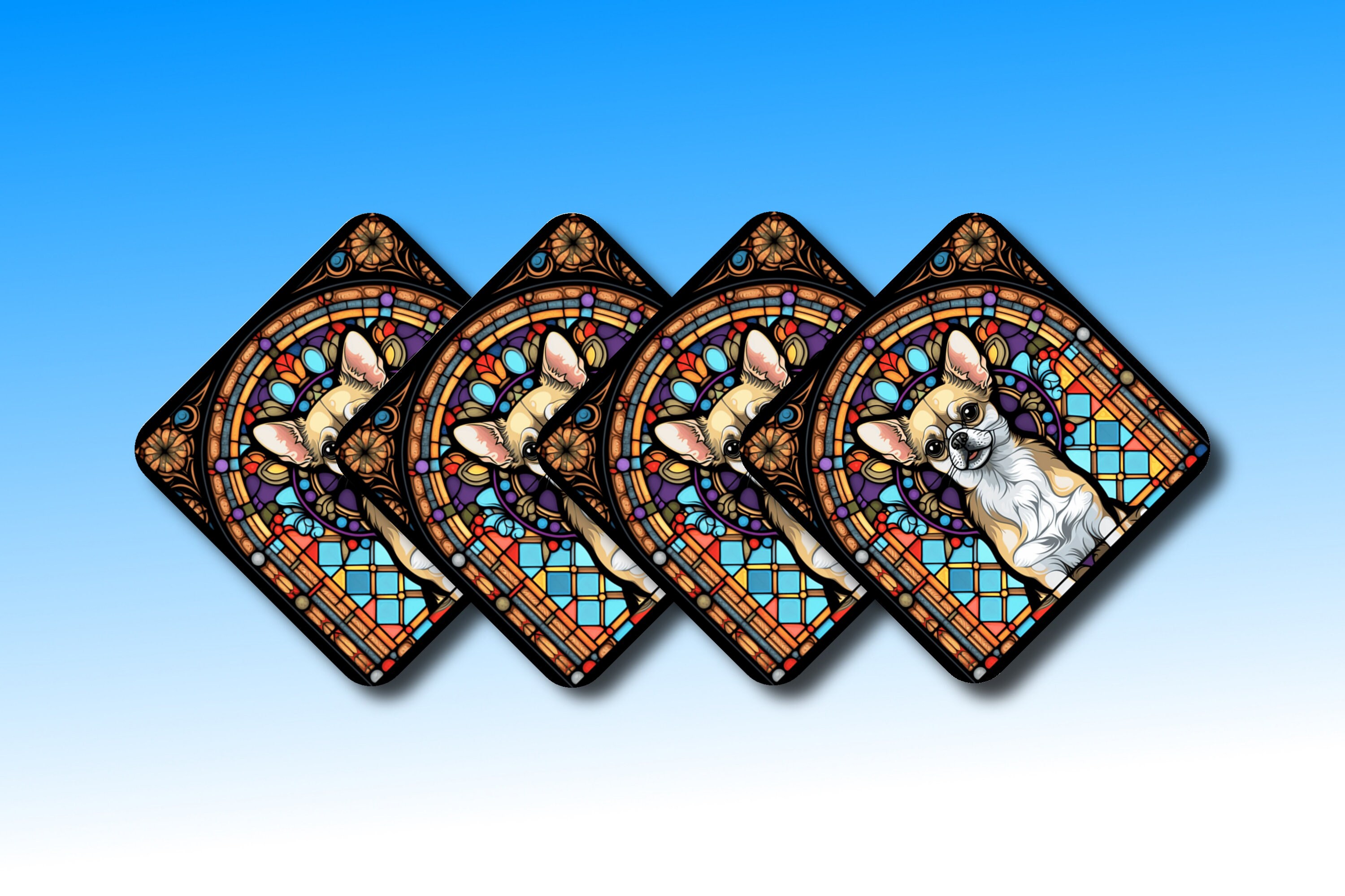 Chihuahua Dog Stained Glass Pattern Sublimation Designs, Printable Dogs ...
