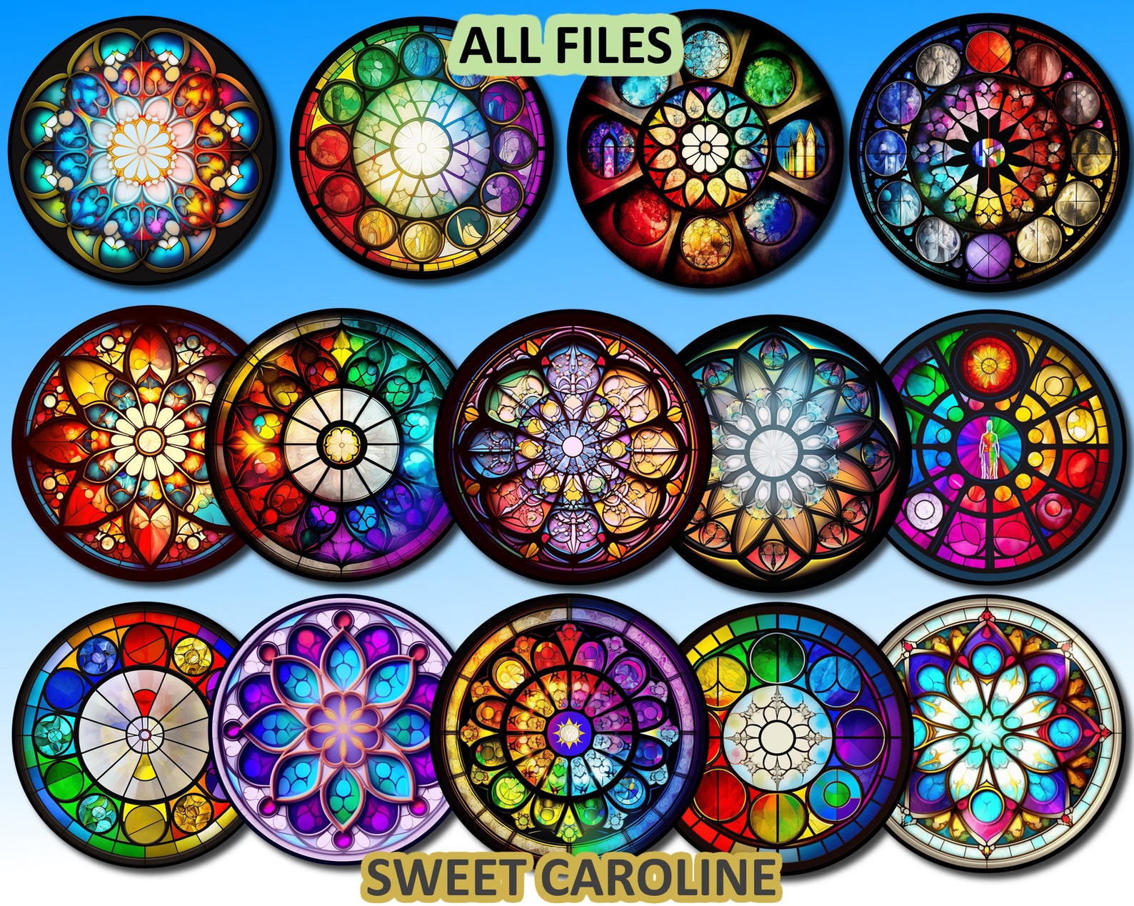 14 Chakra Stained Glass Pattern: Sublimation Clip Art (digital Download ...