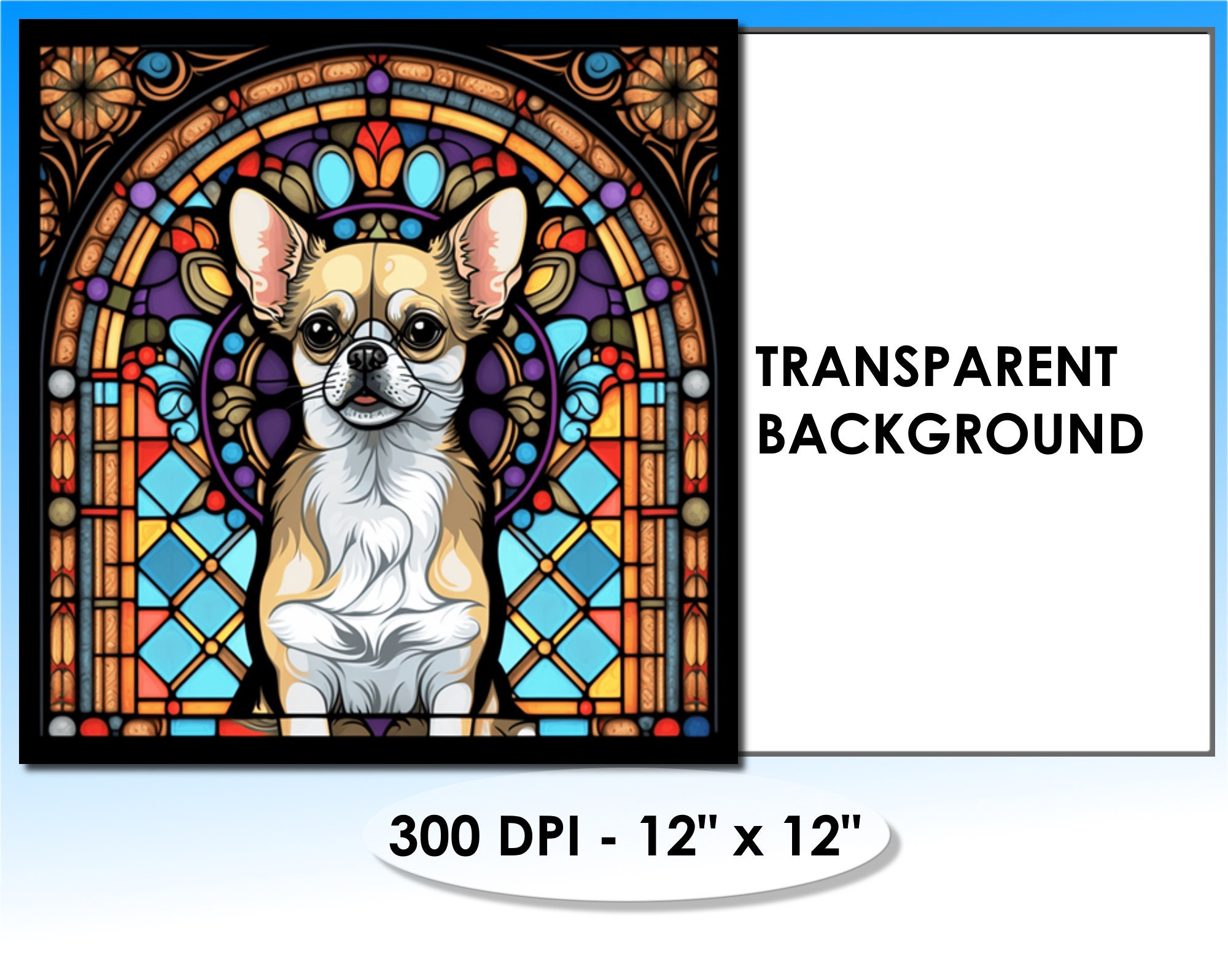 Chihuahua Stained Glass Pattern: 9 Dog Sublimation Designs (digital ...