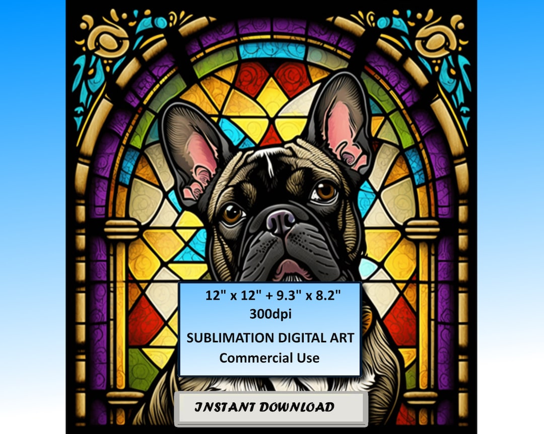 French Bulldog Dog Stained Glass Pattern Sublimation Designs, Printable ...